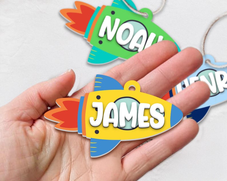 Rocket Ship Backpack Tag: Acrylic School Keychain for Boys & Girls - Etsy