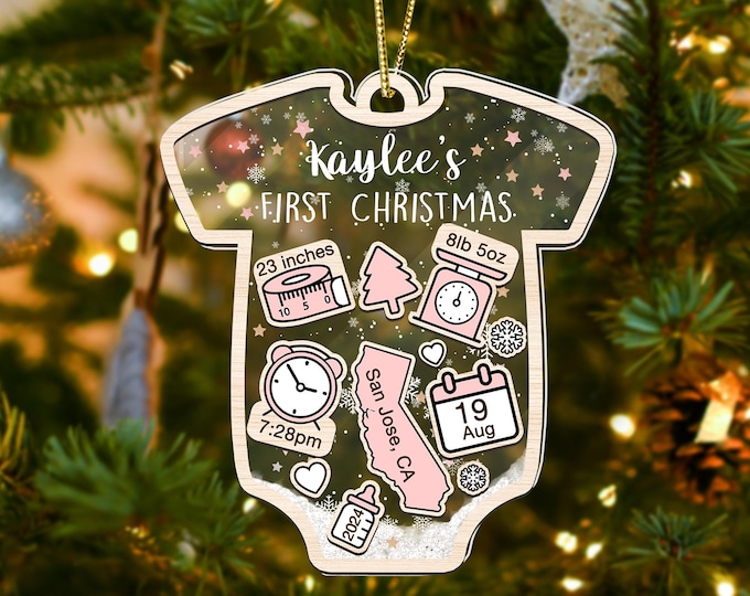 Baby's First Christmas Custom Ornament Birth Announcement 2023 Ornament ...