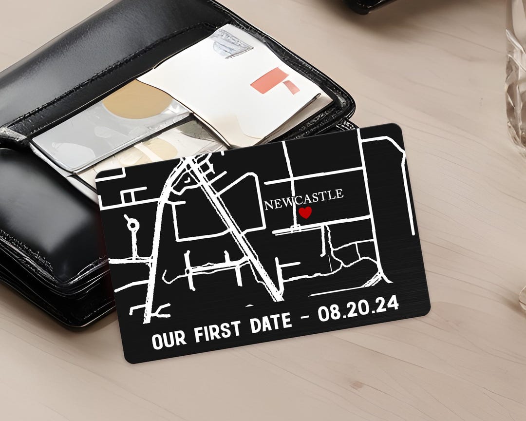 Personalized Our First Date Line Map Wallet Card, First Date Gift ...