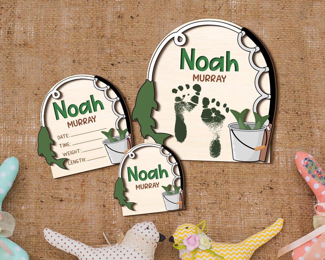 Fishing Baby Birth Stat Sign, Fishing Nursery Decor, New Baby Boy Sign ...