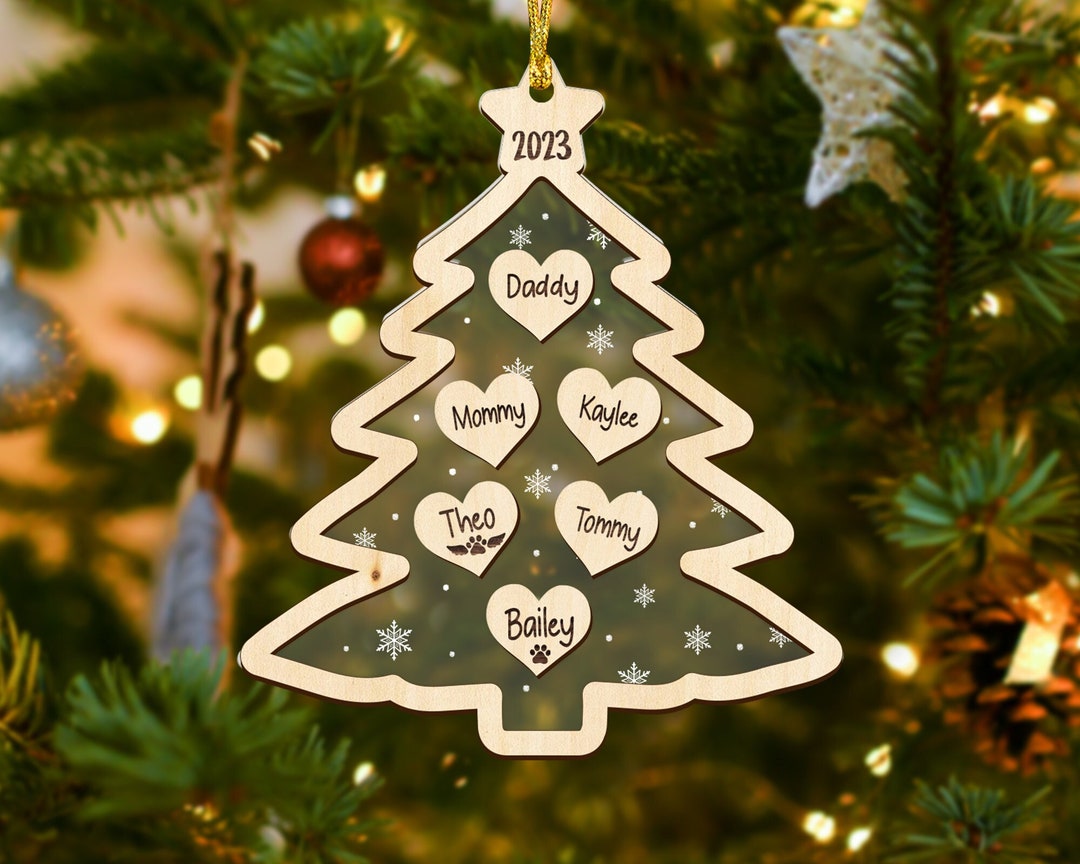 Custom Family Tree Christmas Ornament, Family Tree Names Ornament ...