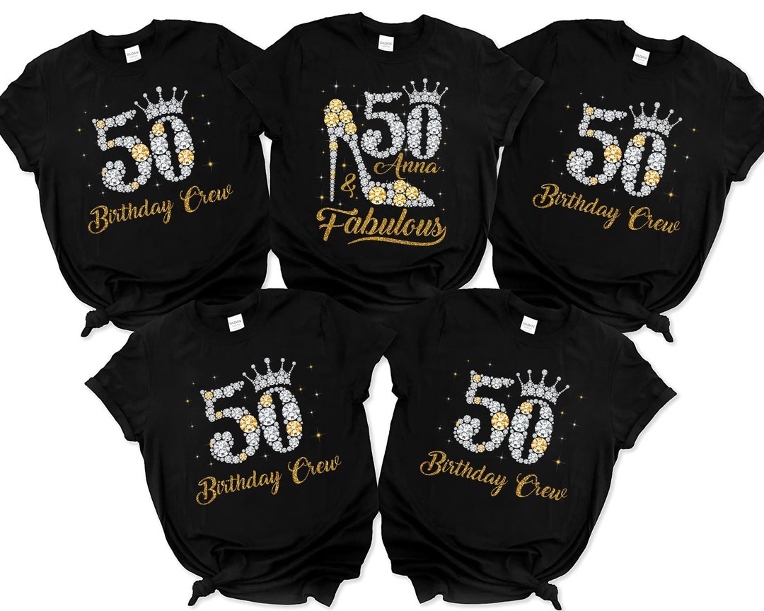 50th Birthday Matching Shirts for Women, Fifty and Fabulous Shirt, Faux ...