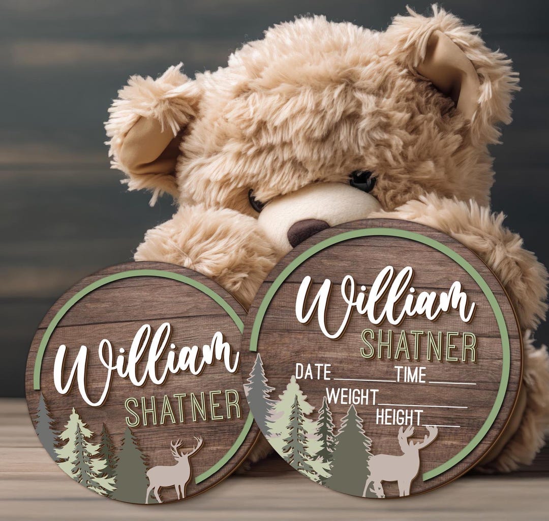 Personalized Forest Wood Baby Name Sign: Birth Stats, Woodland Nursery ...