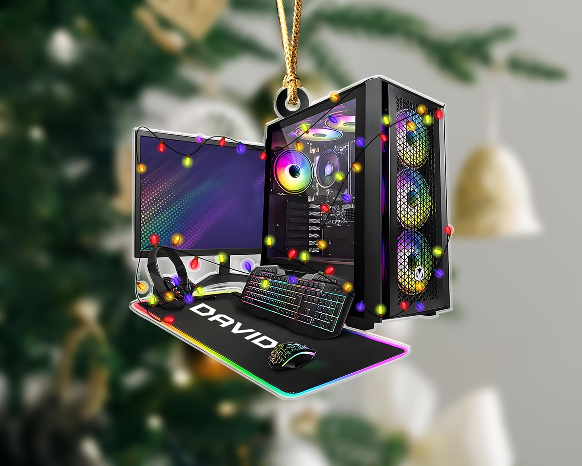 Custom 2D PC Gamer Acrylic Ornament: Gaming Computer Christmas Tree ...