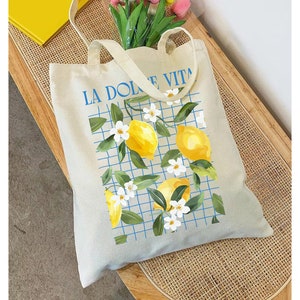 La Dolce Vita Lemon Tote Bag, Italian Canvas Tote Bag, Italian Theme ...