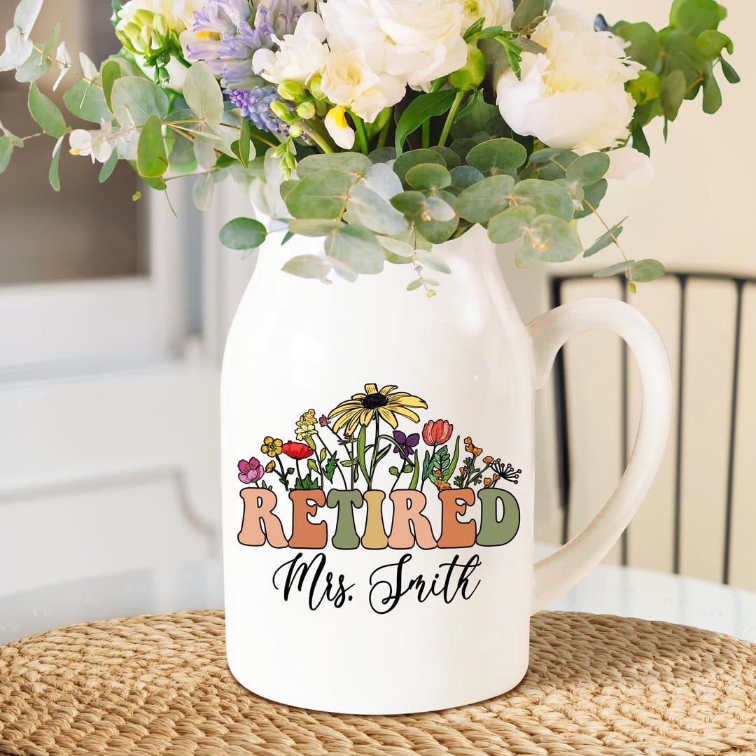 Personalized Retirement Flower Vase, Happy Retirement Gift ...