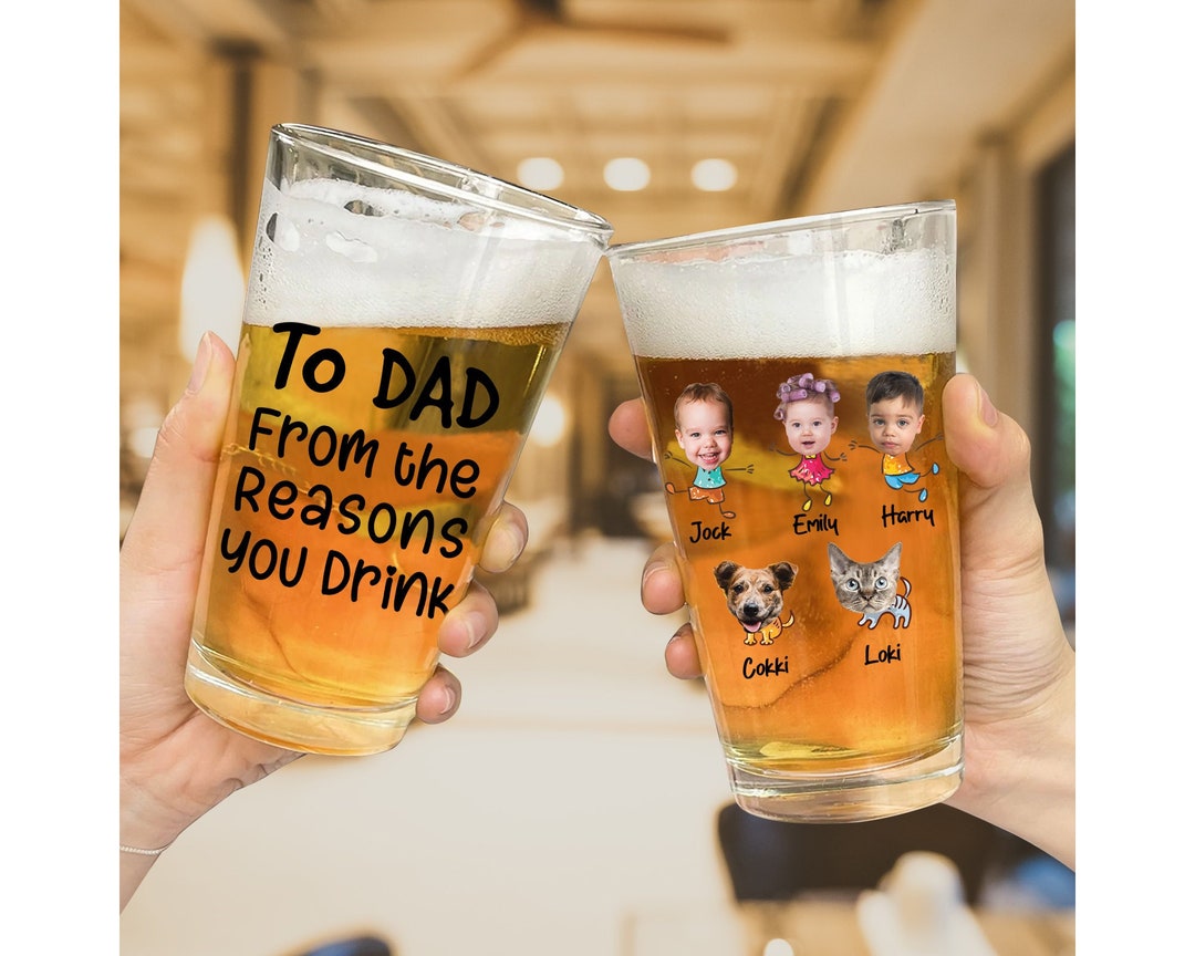 Funny Fathers Day Dad Beer Mug, to Dad From the Reasons You Drink 16oz ...