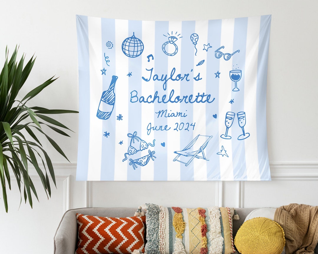 Personalized Bachelorette Party Tapestry: Custom Beach Location Banner ...