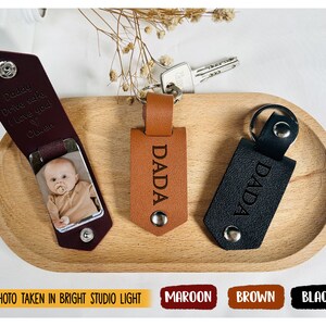 Personalized Leather Keychain With Photo, Custom Photo Gift for Dad ...