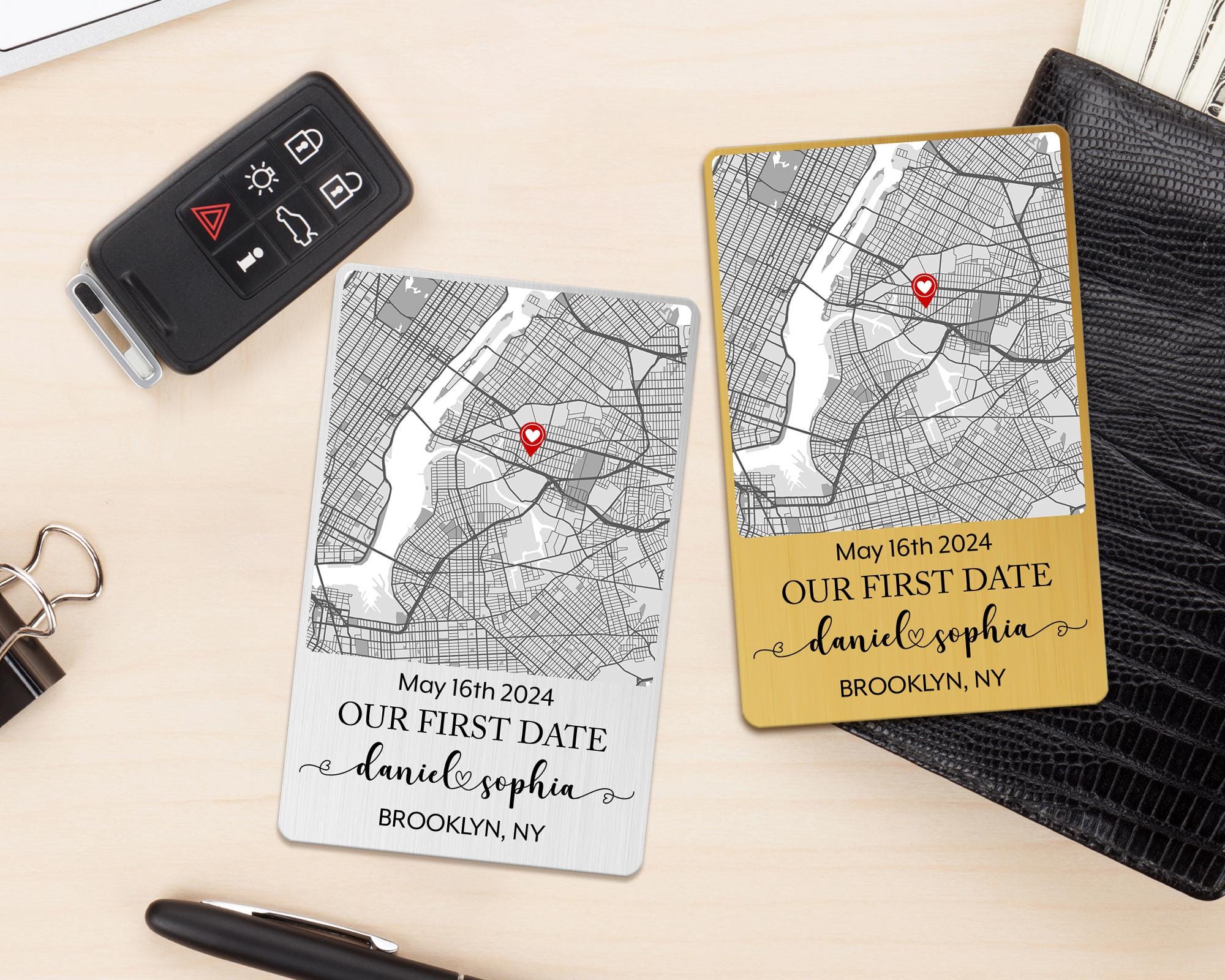 Our First Date Map Wallet Insert Card, Valentines Day Gifts for Him ...