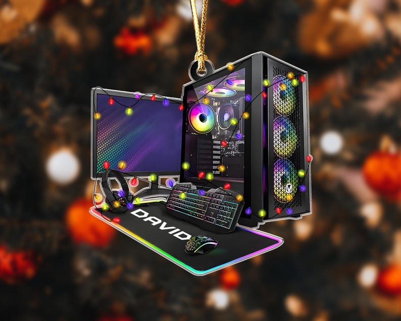 Custom 2D PC Gamer Acrylic Ornament: Gaming Computer Christmas Tree ...