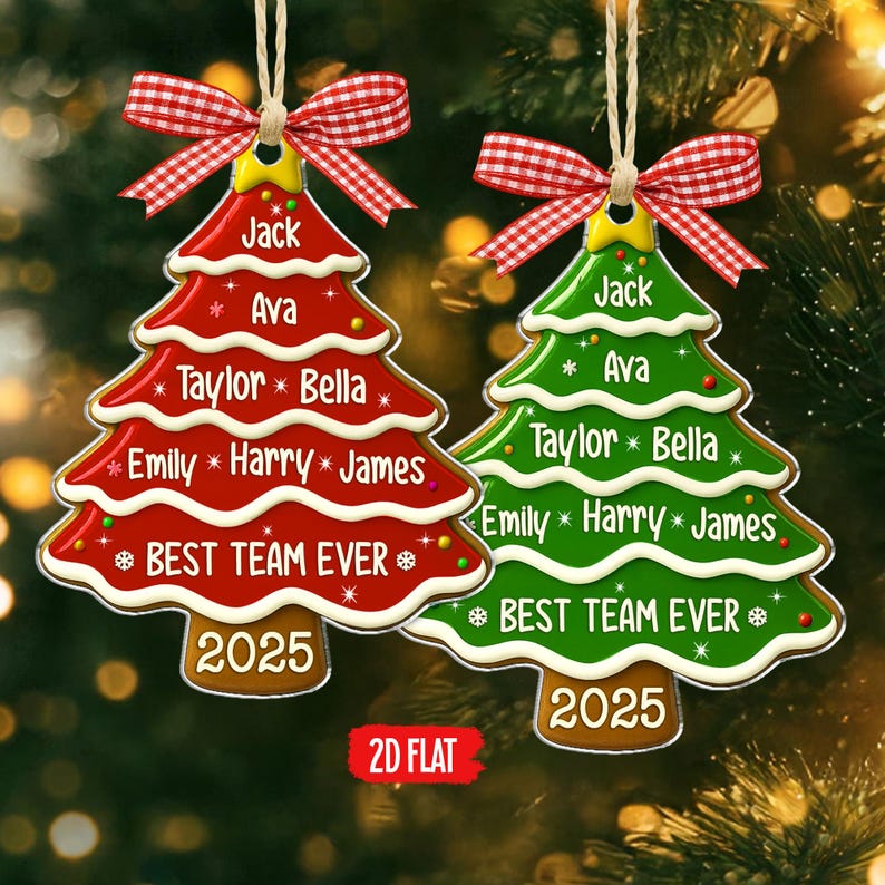 Personalized Best Team Christmas Tree Ornament: Coworkers Gift ...