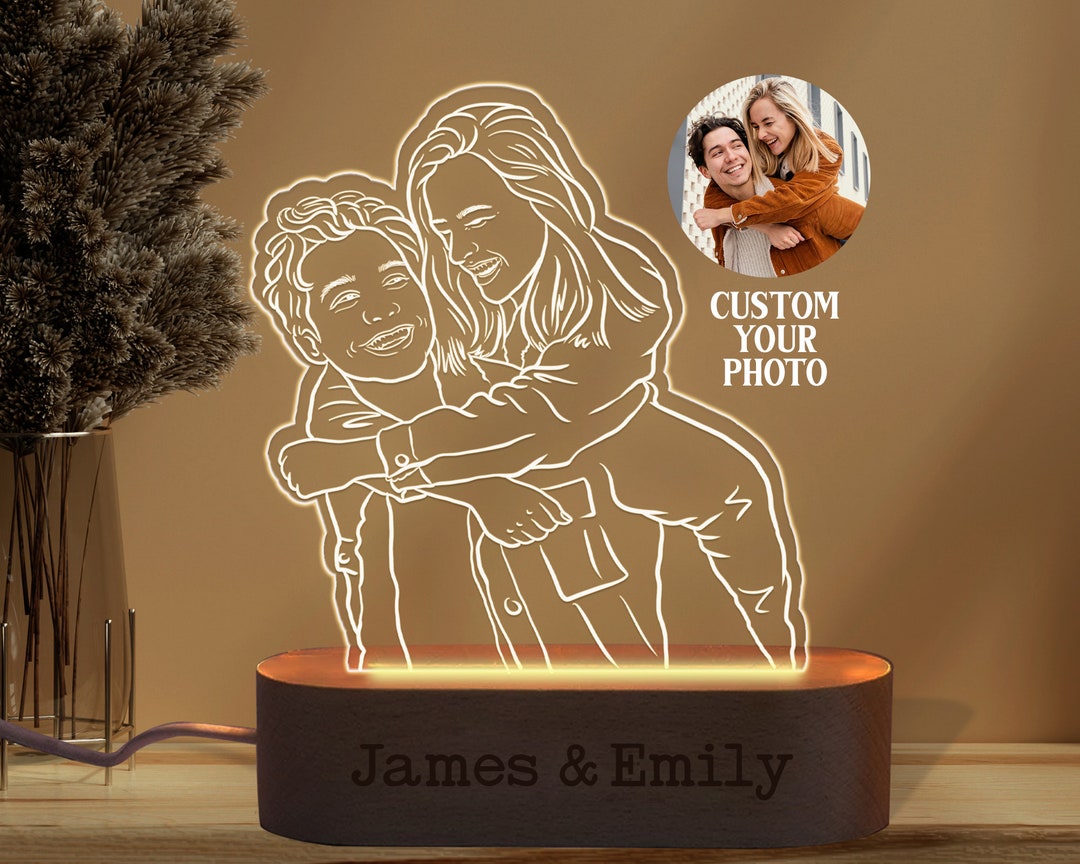 Personalized Photo Lamp, 3D Photo Lamp, Custom Line Art Photo Lamp ...