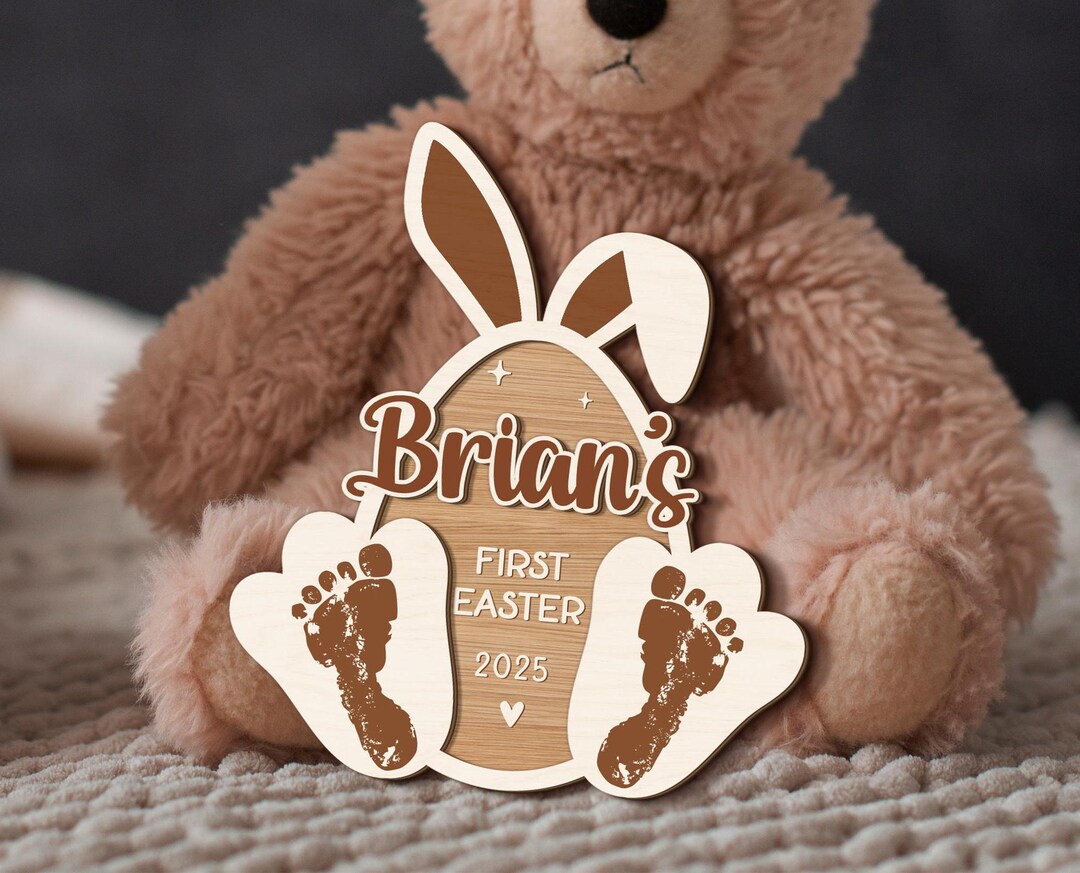Wooden Baby Easter Name Tag, Personalized First Easter Gift, Easter ...