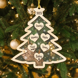 Custom Family Tree Christmas Ornament, Family Tree Names Ornament ...