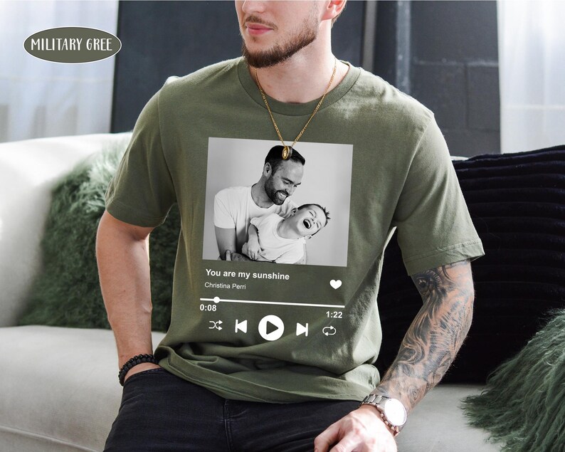 Custom Family Photo Song T-shirt: Personalized Dad Christmas Gift - Etsy