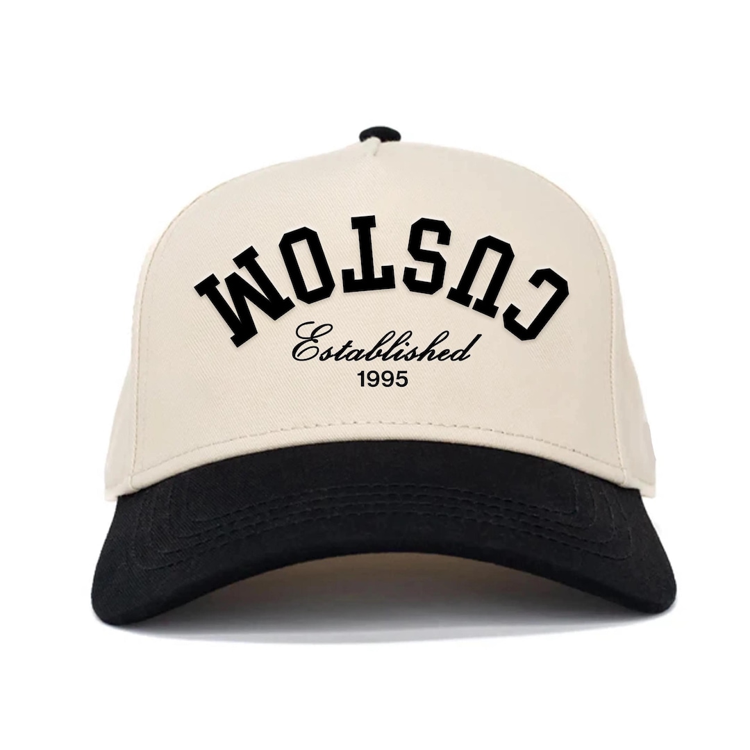 Custom Upside Down Text Embroidered Cap- Personalized Text Two Tone ...