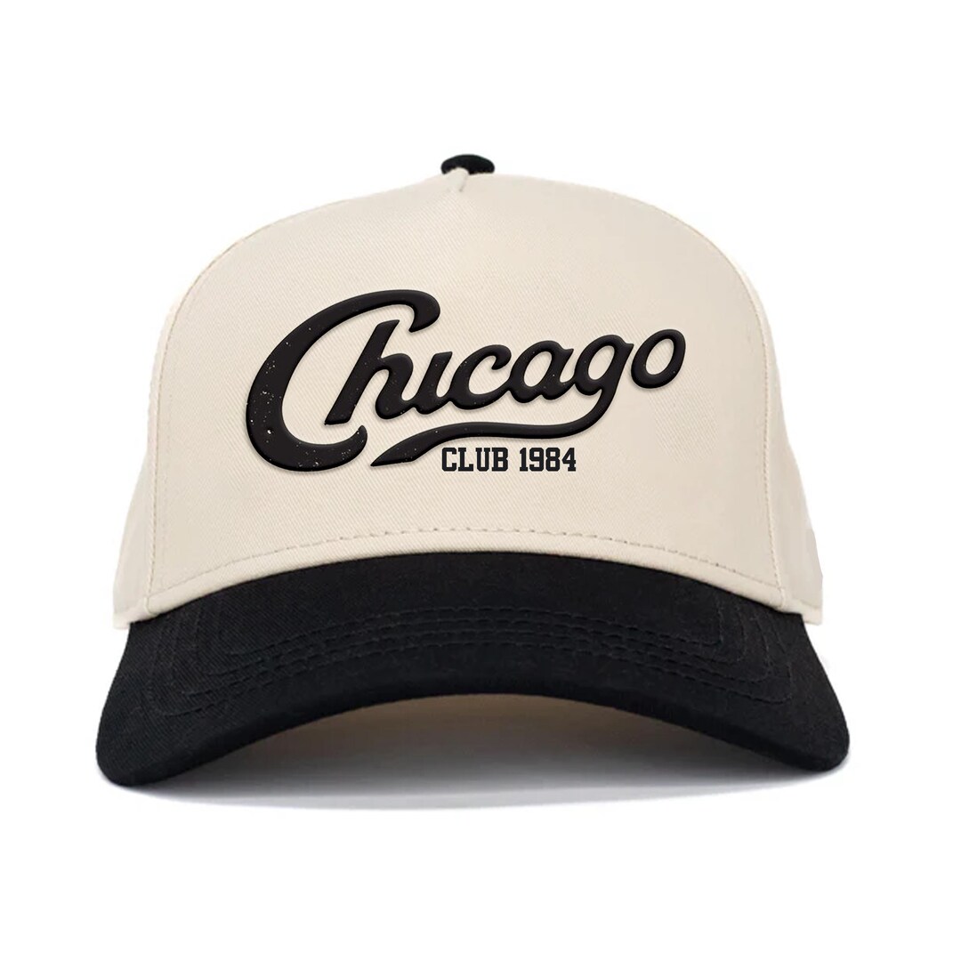 Vintage Style Chicago Snapback Cap: Two-tone Cream & Black - Etsy