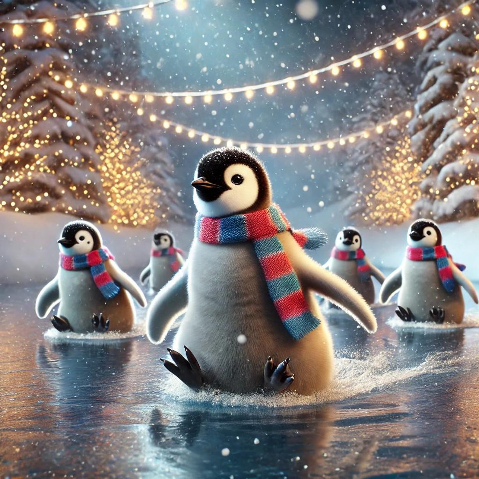 5 Digital - Penguin Ice Skating Party - Christmas Digital Download - Etsy