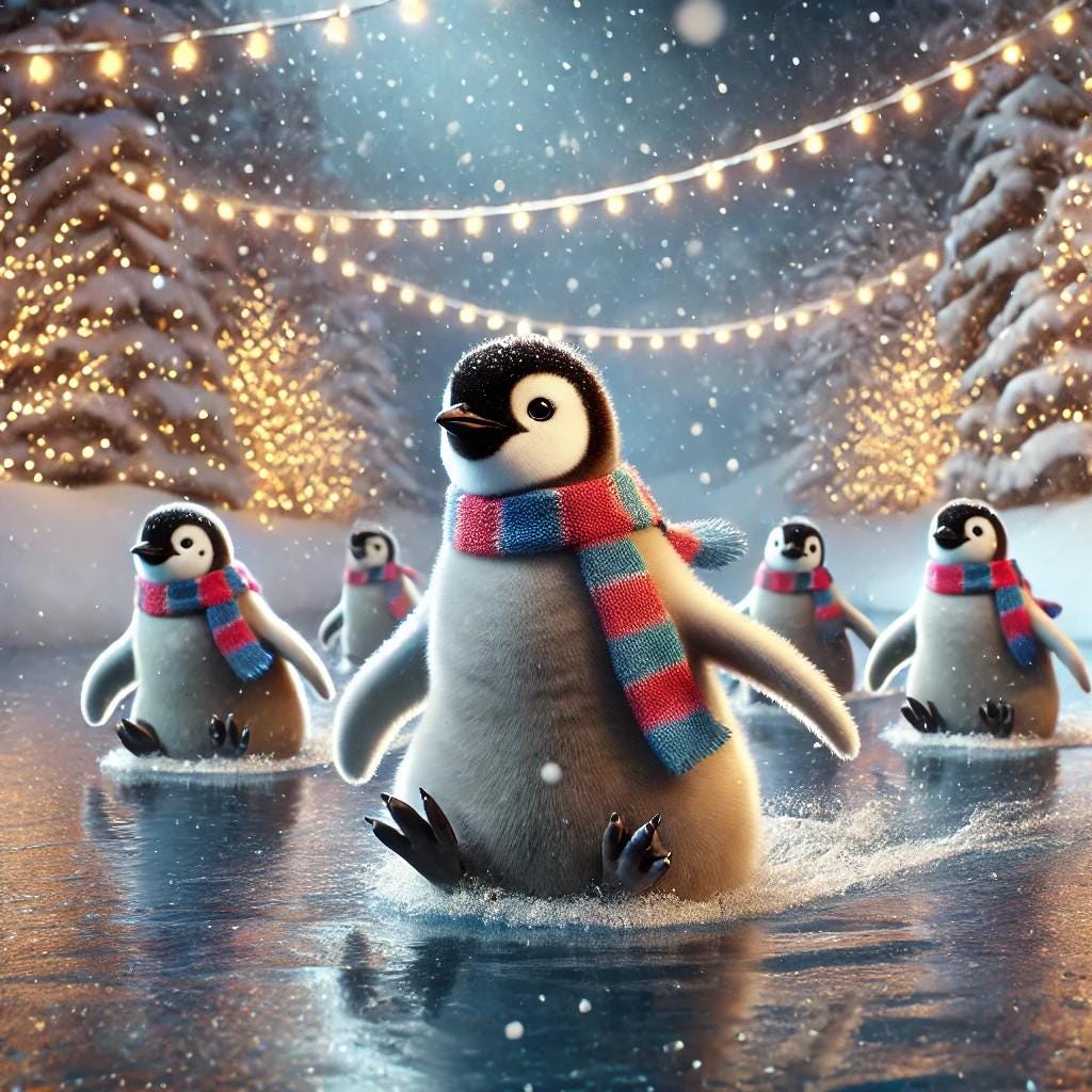 5 Digital - Penguin Ice Skating Party - Christmas Digital Download - Etsy