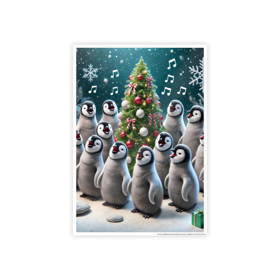 Adorable Penguin Choir Singing Christmas Carols Festive Baby Penguins ...