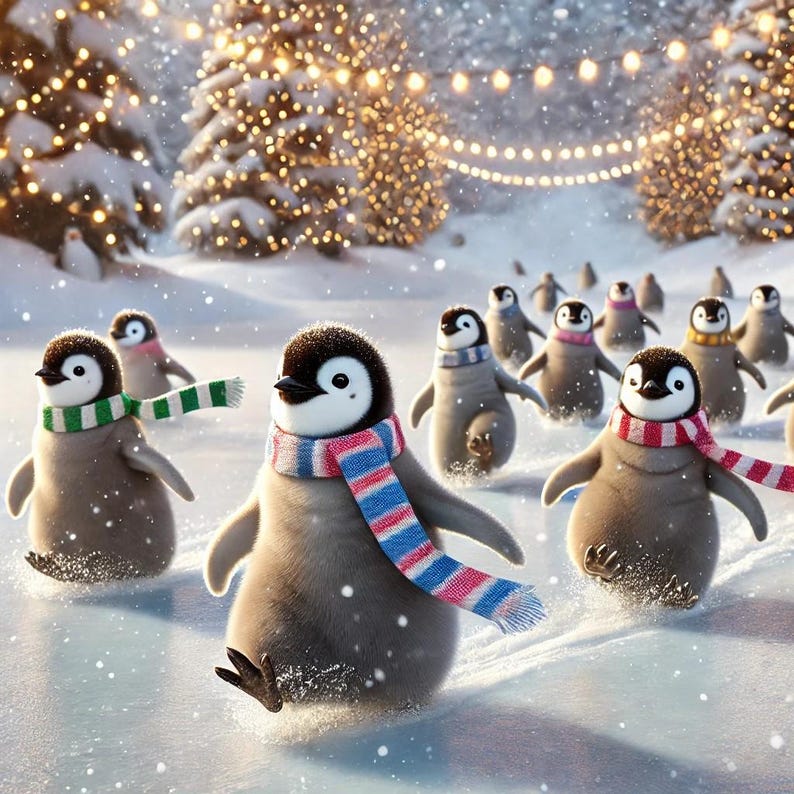 5 Digital - Penguin Ice Skating Party - Christmas Digital Download - Etsy