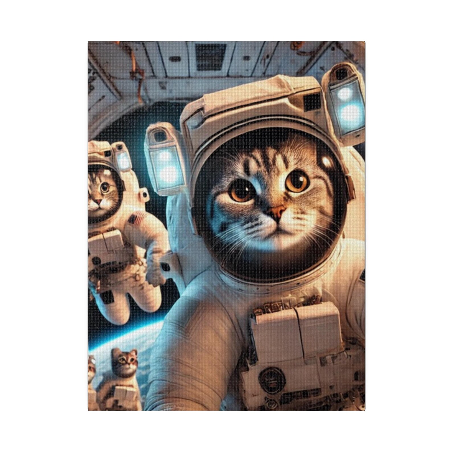 Space Cats Astronauts Canvas Print | Cute Cat in Space Suit Art ...