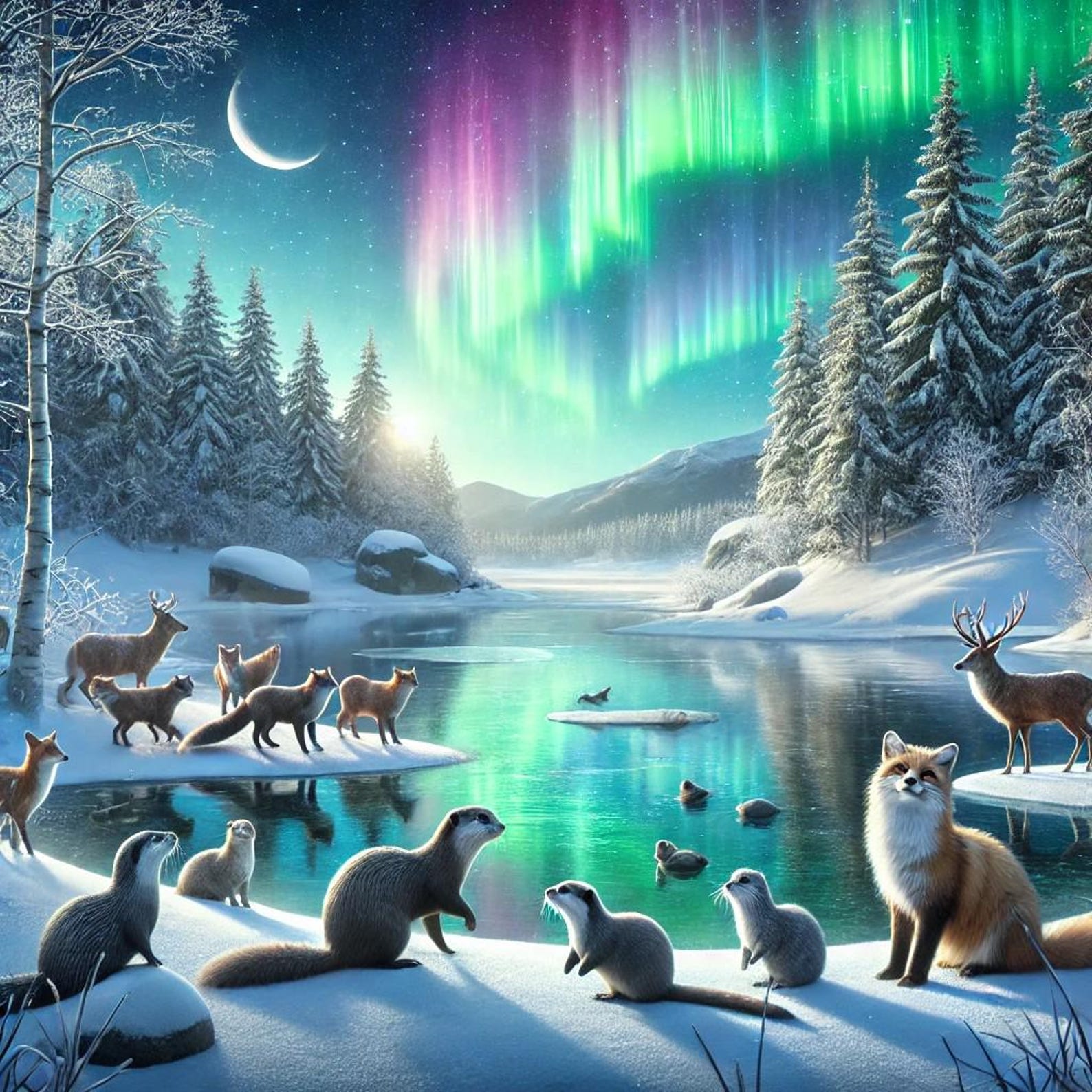 4 Digital - Northern Lights Winter Wonderland - Aurora Borealis ...