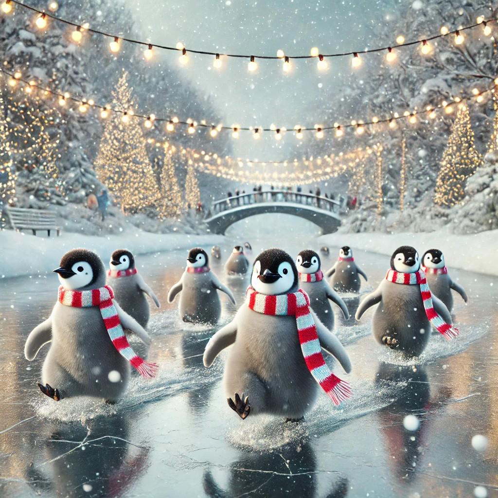 5 Digital - Penguin Ice Skating Party - Christmas Digital Download - Etsy