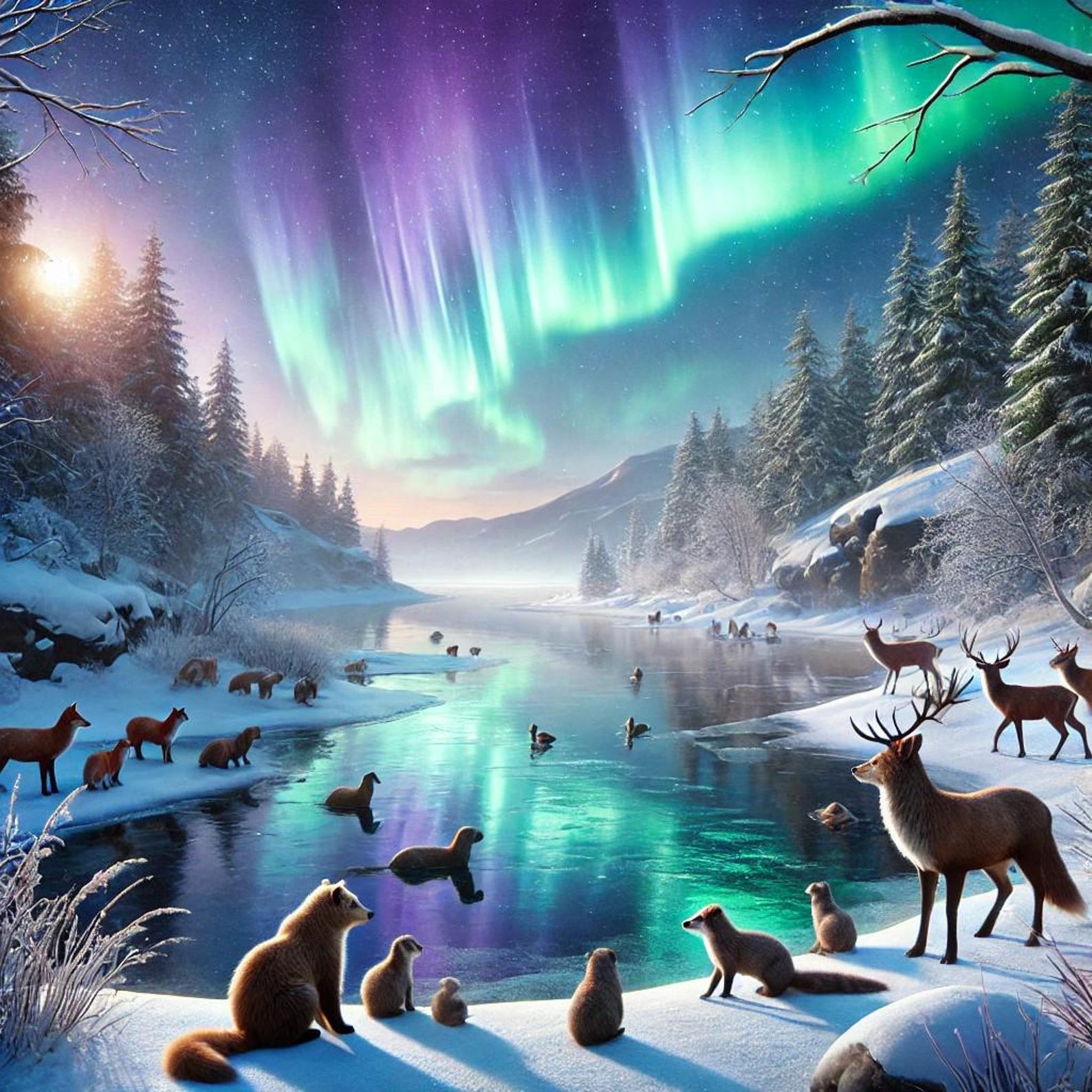 4 Digital - Northern Lights Winter Wonderland - Aurora Borealis ...