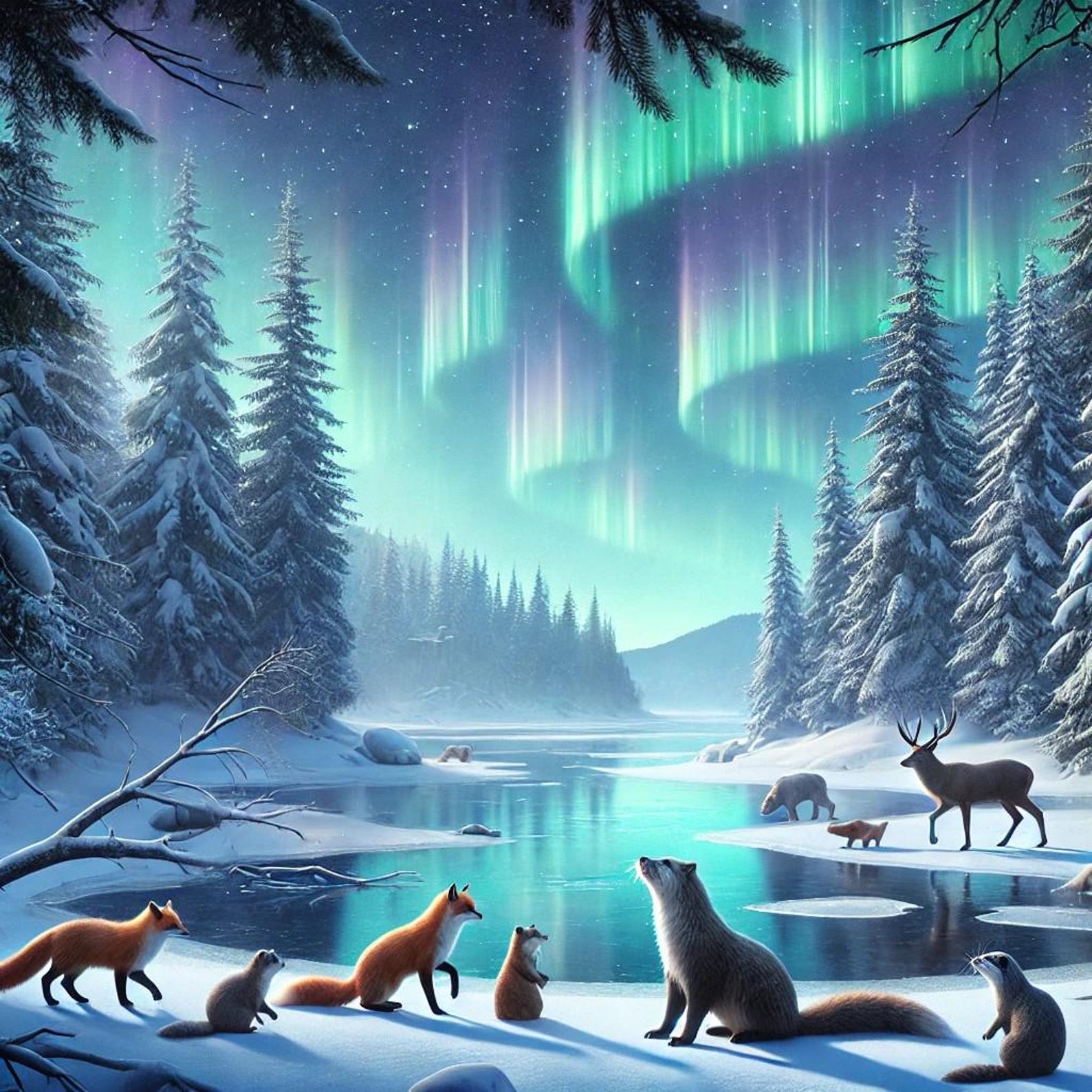 4 Digital - Northern Lights Winter Wonderland - Aurora Borealis ...