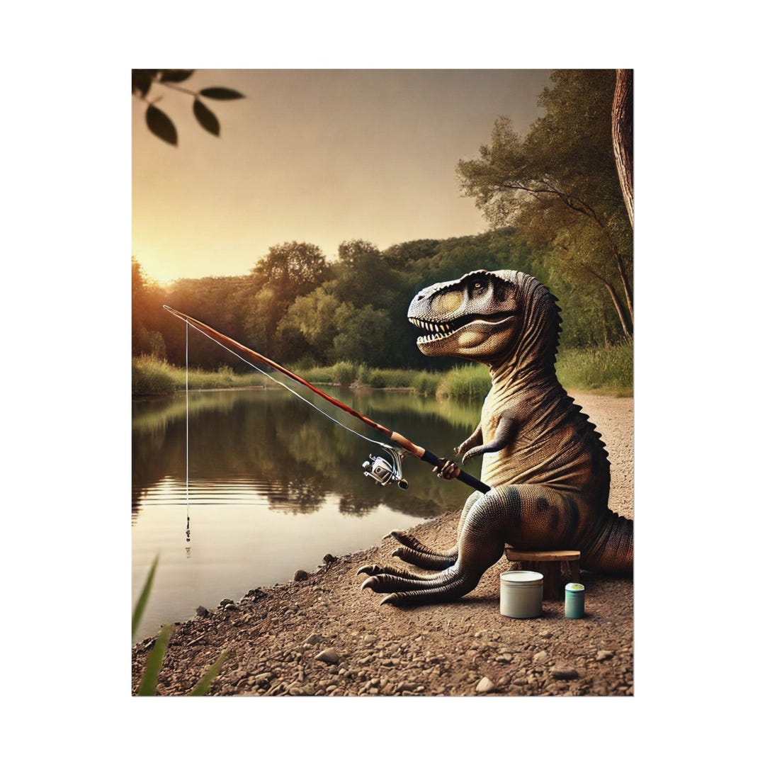 T-rex Fishing Poste | Unique Office Decor | Cool Fishing Themed Desk ...