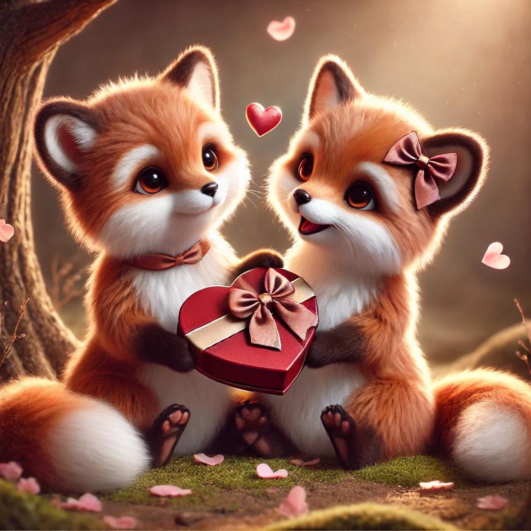 4 Digitals - Romantic Fox Valentine Art - Heartfelt Love Illustration - Etsy