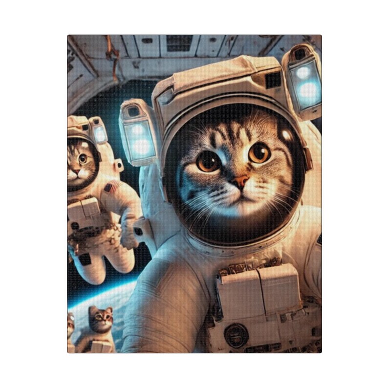 Space Cats Astronauts Canvas Print | Cute Cat in Space Suit Art ...