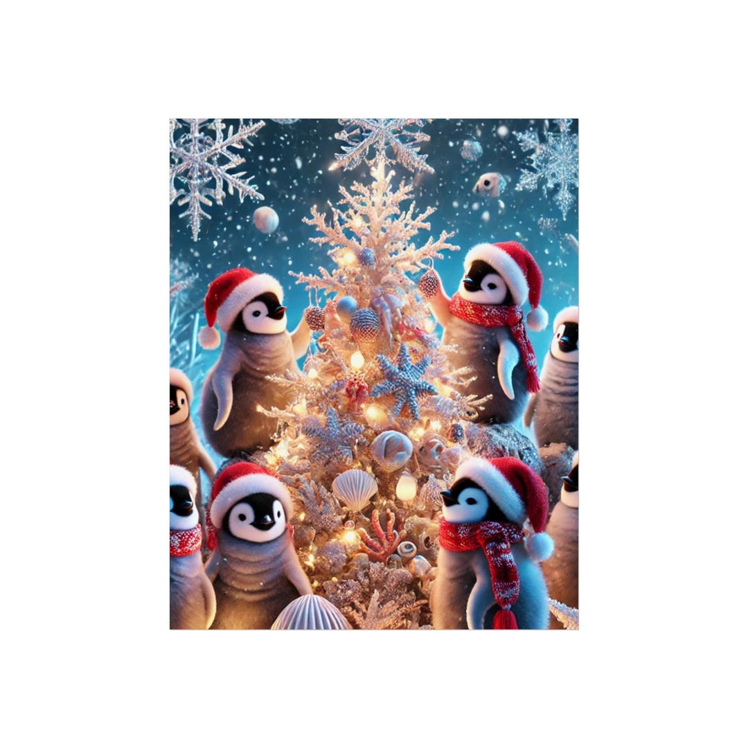Adorable Penguins Christmas Scene | Festive Baby Penguins Decorating ...