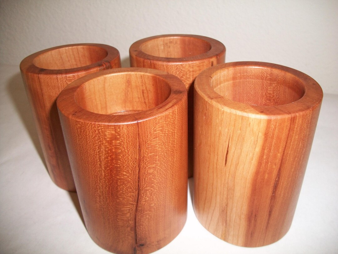 Set of 4 Round Cherry Risers--2 5/8" Lift--for Desk, Bed, Table, Etc ...