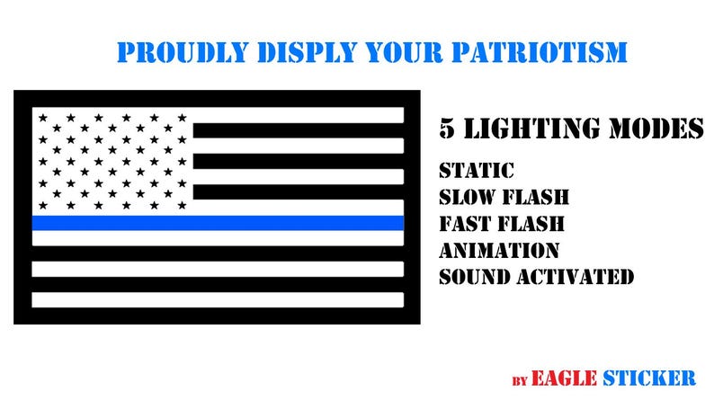Thin Blue Line Electric Sticker, Backtheblue LED, Light Up,glow Decal ...