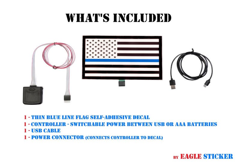 Thin Blue Line Electric Sticker, Backtheblue LED, Light Up,glow Decal ...