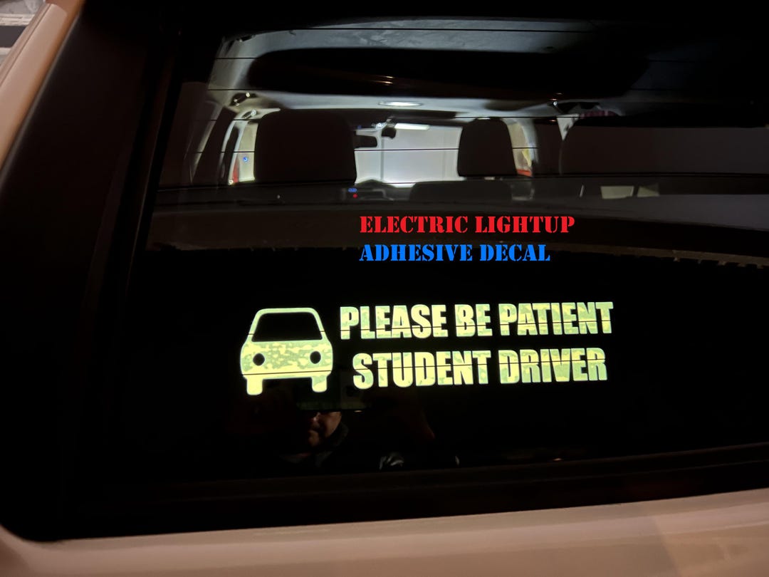 Student Driver Light up Adhesive Decal With 5 Lighting Modes, Electric ...