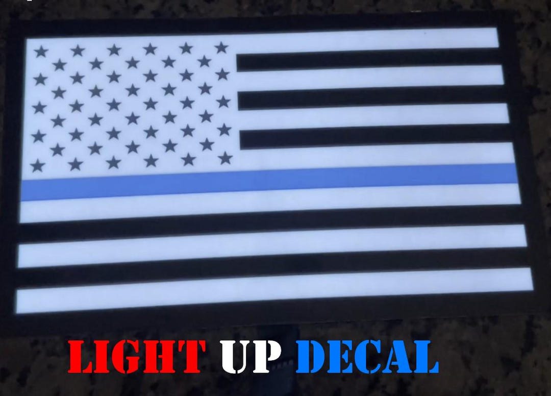Thin Blue Line Light up Decal With 5 Lighting Modes, Electric, LED ...