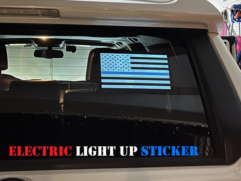 Thin Blue Line Electric Light up Decal, Backtheblue LED, Light Up, Glow ...