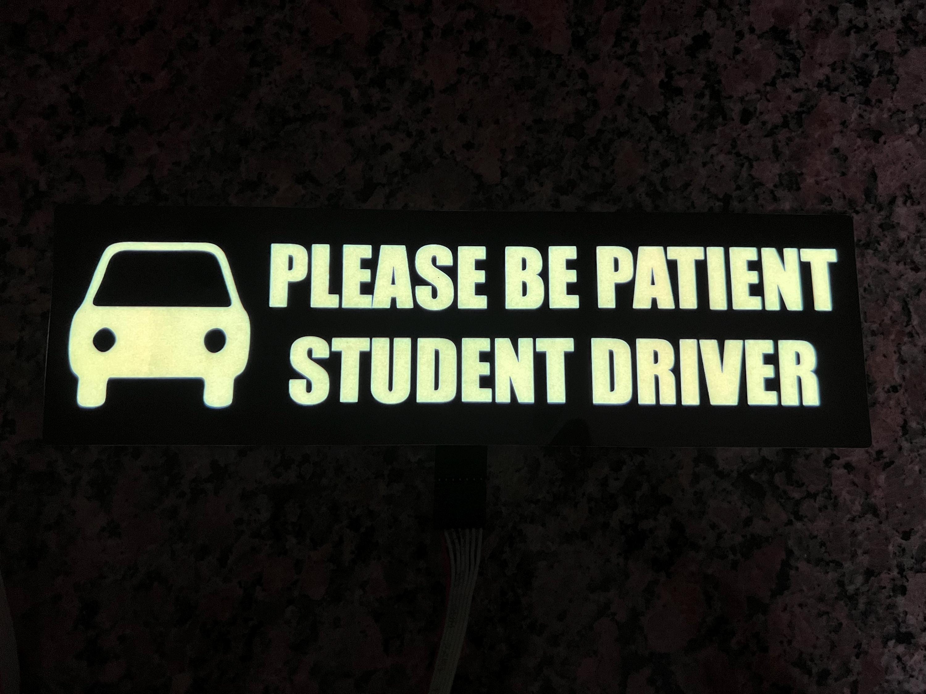 Student Driver Light up Adhesive Decal With 5 Lighting Modes, Electric ...