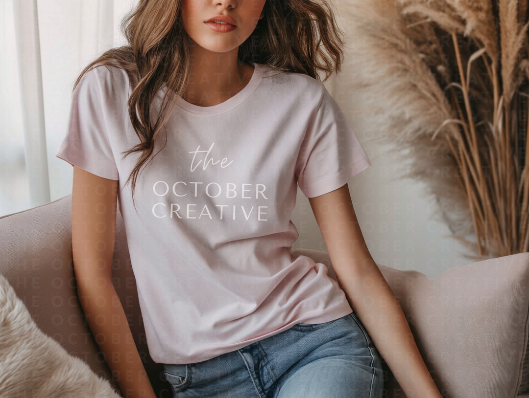 Boho Light Pink T-shirt Mockup, Bella Canvas 3001 Mock Up, Pampas Grass ...