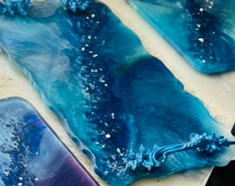 Decorative Tray Epoxy Resin Geode Blue Turquoise FREE SHIPPING - Etsy