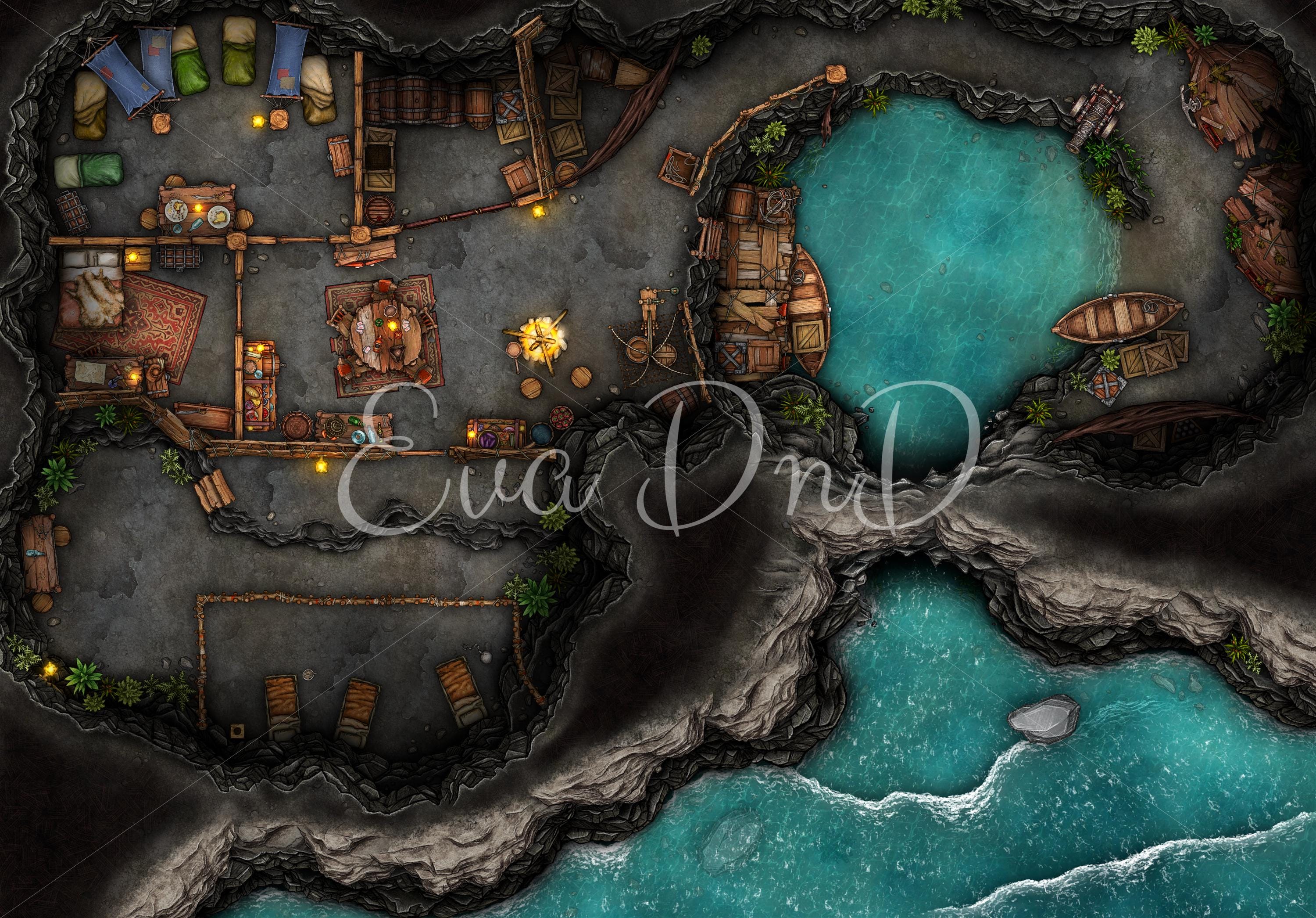 Dnd Pirate Cove Hideout Battle Map - Etsy