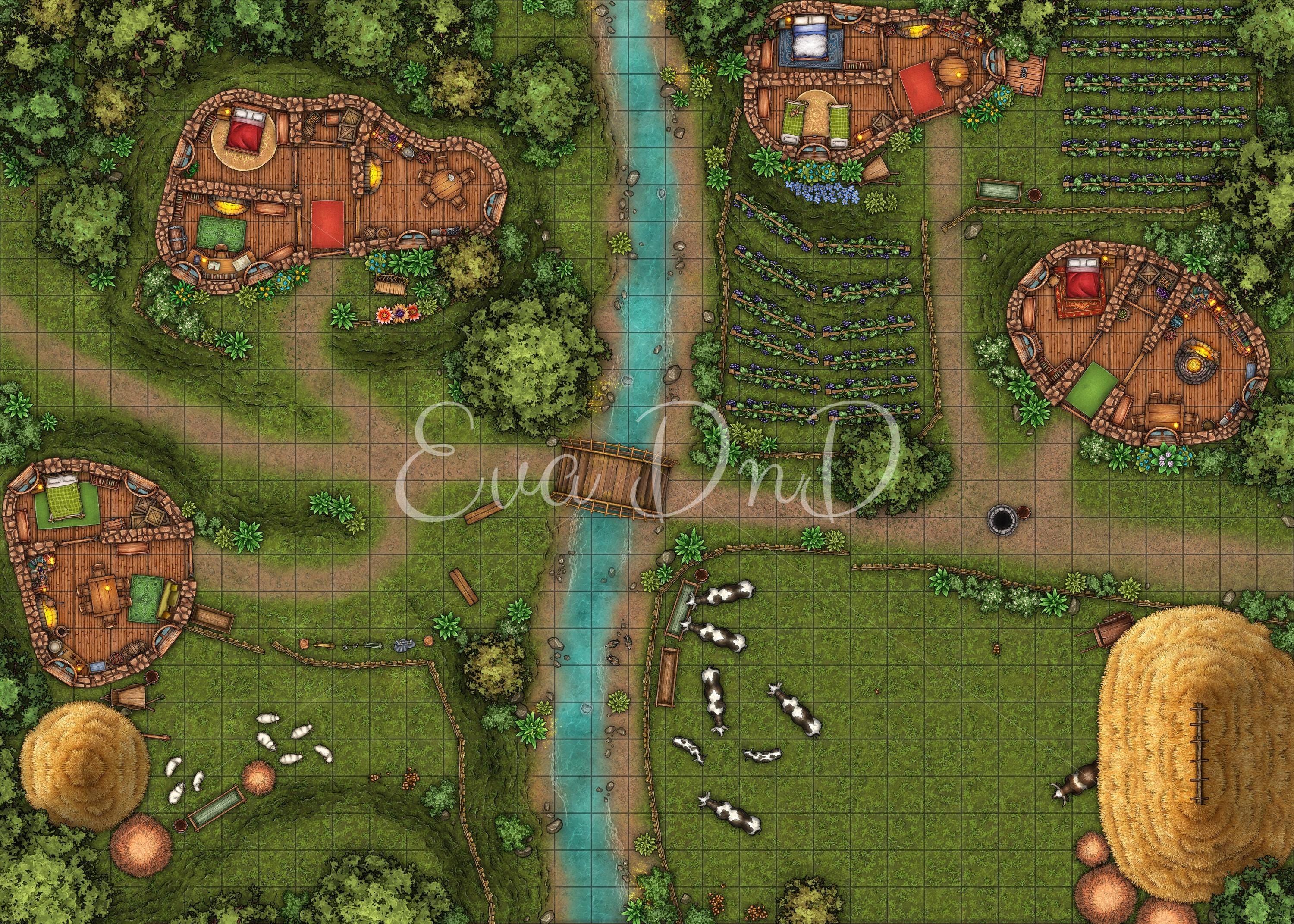 Dnd Halfling Farm Village Battle Map - Etsy