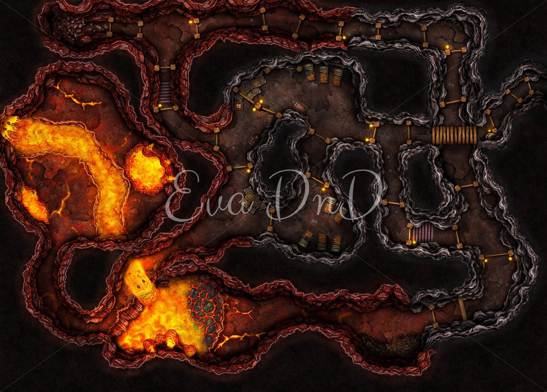 Dnd Lava Dungeon Mines Battle Map - Etsy