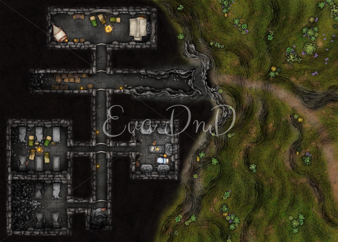 Dnd Dwarven Crypt Bandit Camp Battle Map - Etsy