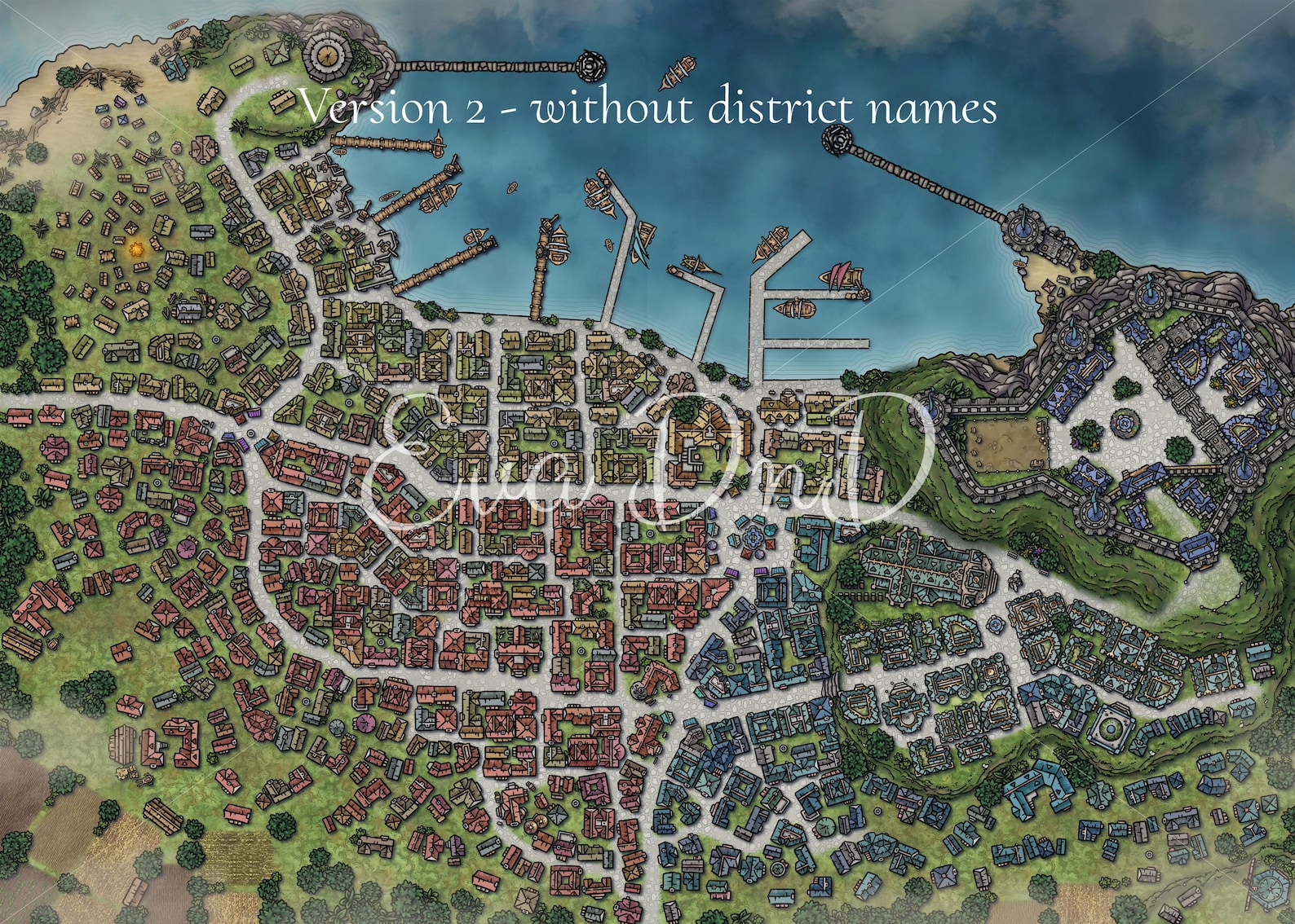 Dnd Coast Harbor Sea Port City Map - Etsy