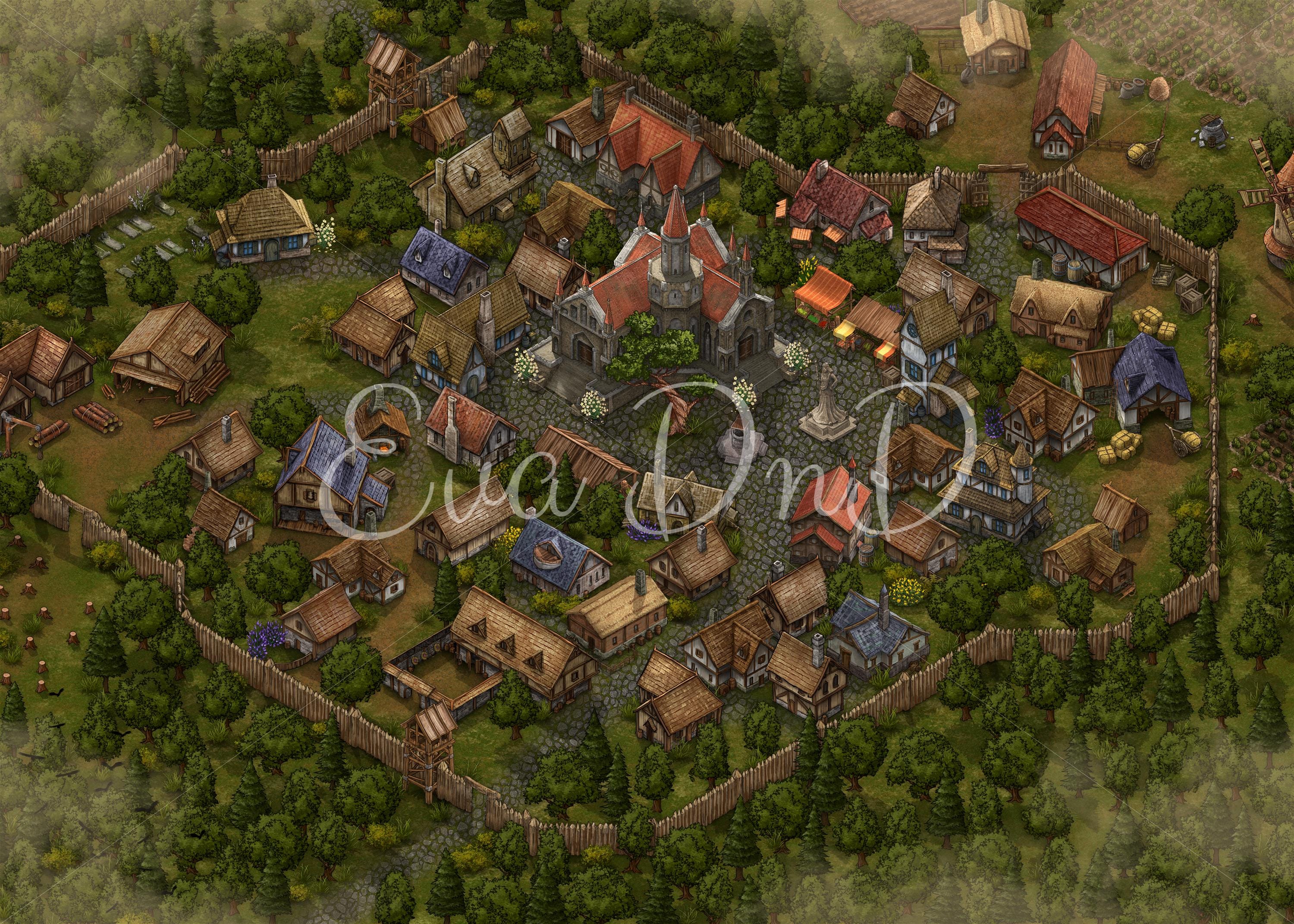 Dnd Forest Town Village Map - Etsy